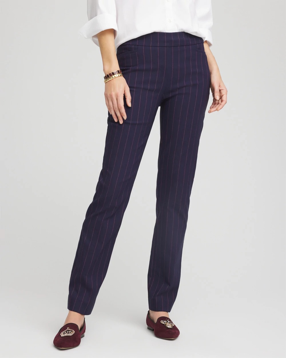 Shadow Stripe Brigitte™ Slim Pull-On Pants | Chico's